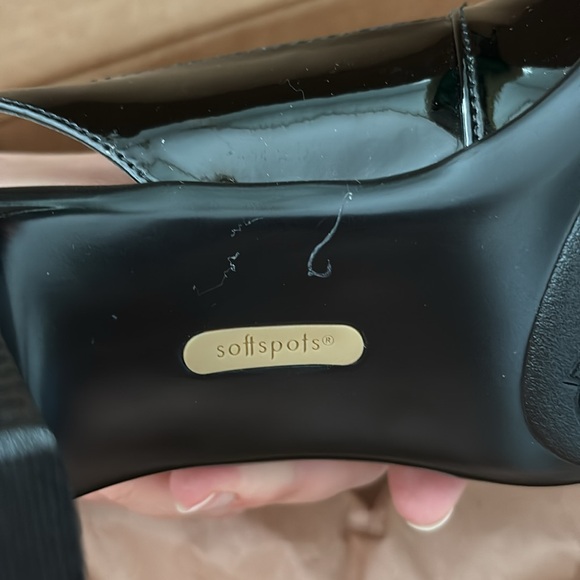 Comfortiva | Shoes | Comfortiva Womens Black Shine Strappy Neima Sandal Heel Softspot Cushion ...